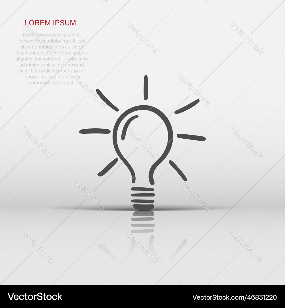 Sketch light bulb icon in flat style hand drawn Vector Image