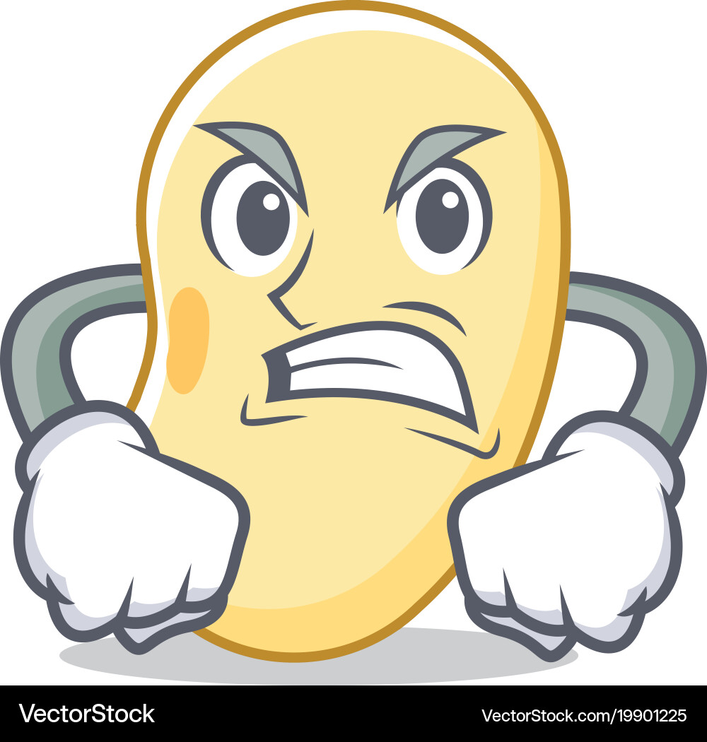 Angry soy bean mascot cartoon Royalty Free Vector Image
