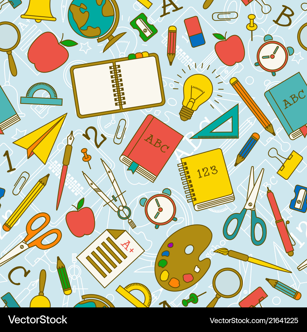 Back to school doodle seamless pattern Royalty Free Vector