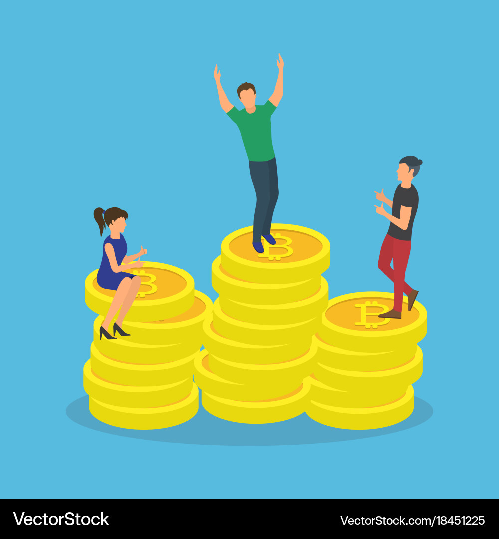 Bitcoin concept of young Royalty Free Vector Image