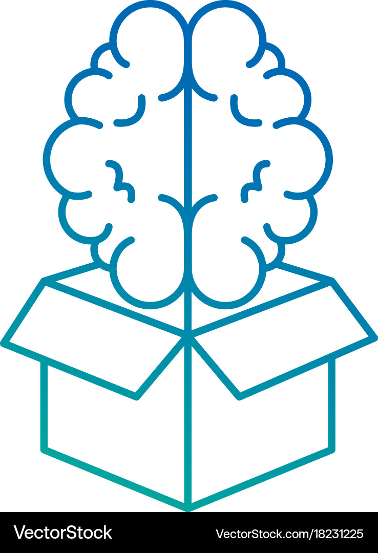 Box with brain organ isolated icon Royalty Free Vector Image