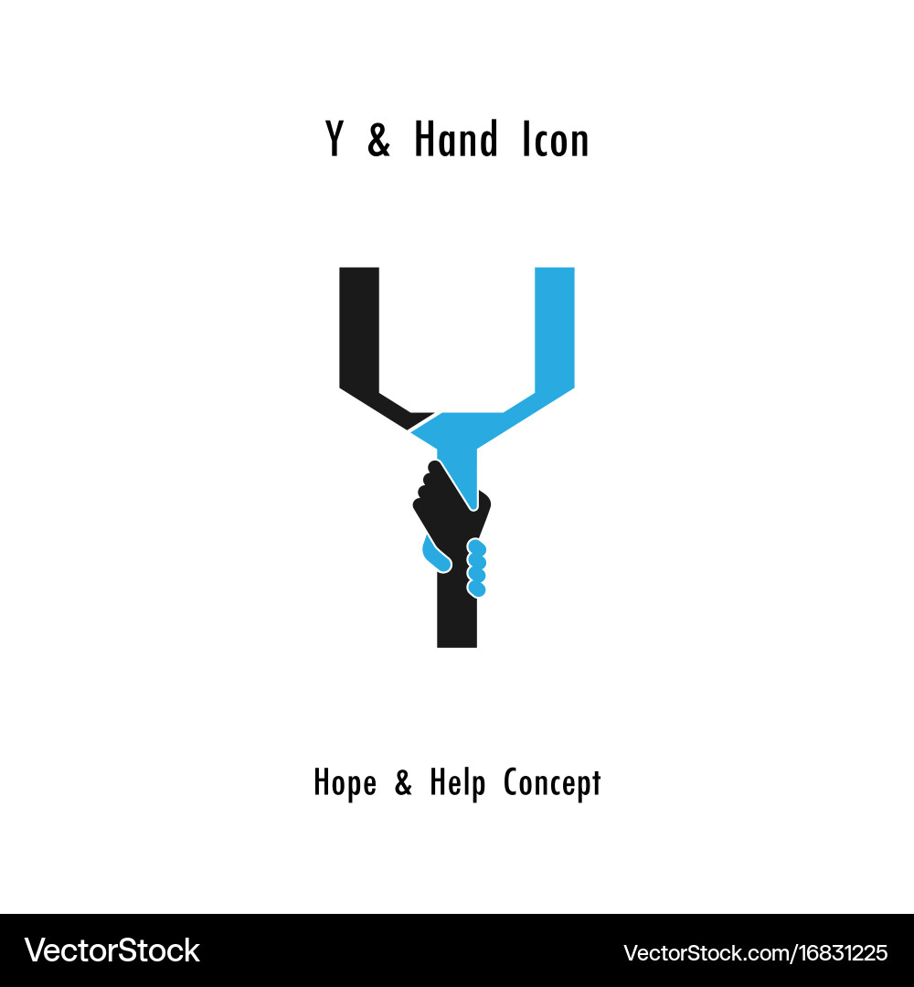 Creative y alphabet icon abstract and hands icon Vector Image