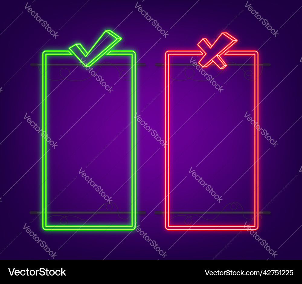 Dos and donts list with checkmark cross mark Vector Image