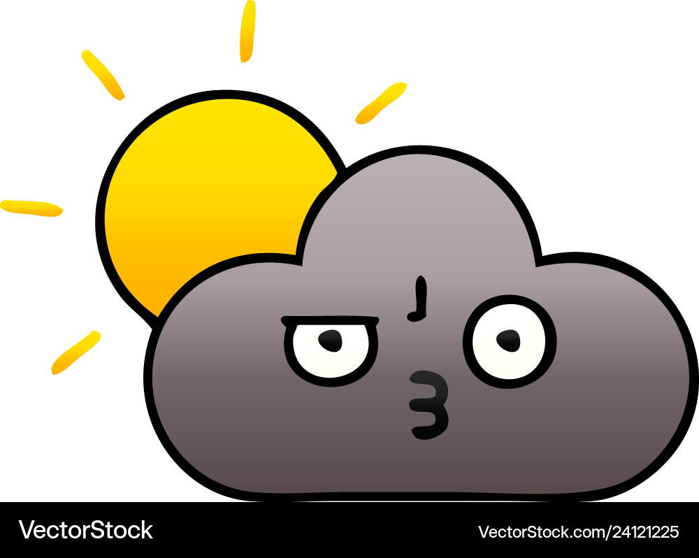 Gradient shaded cartoon storm cloud and sun Vector Image