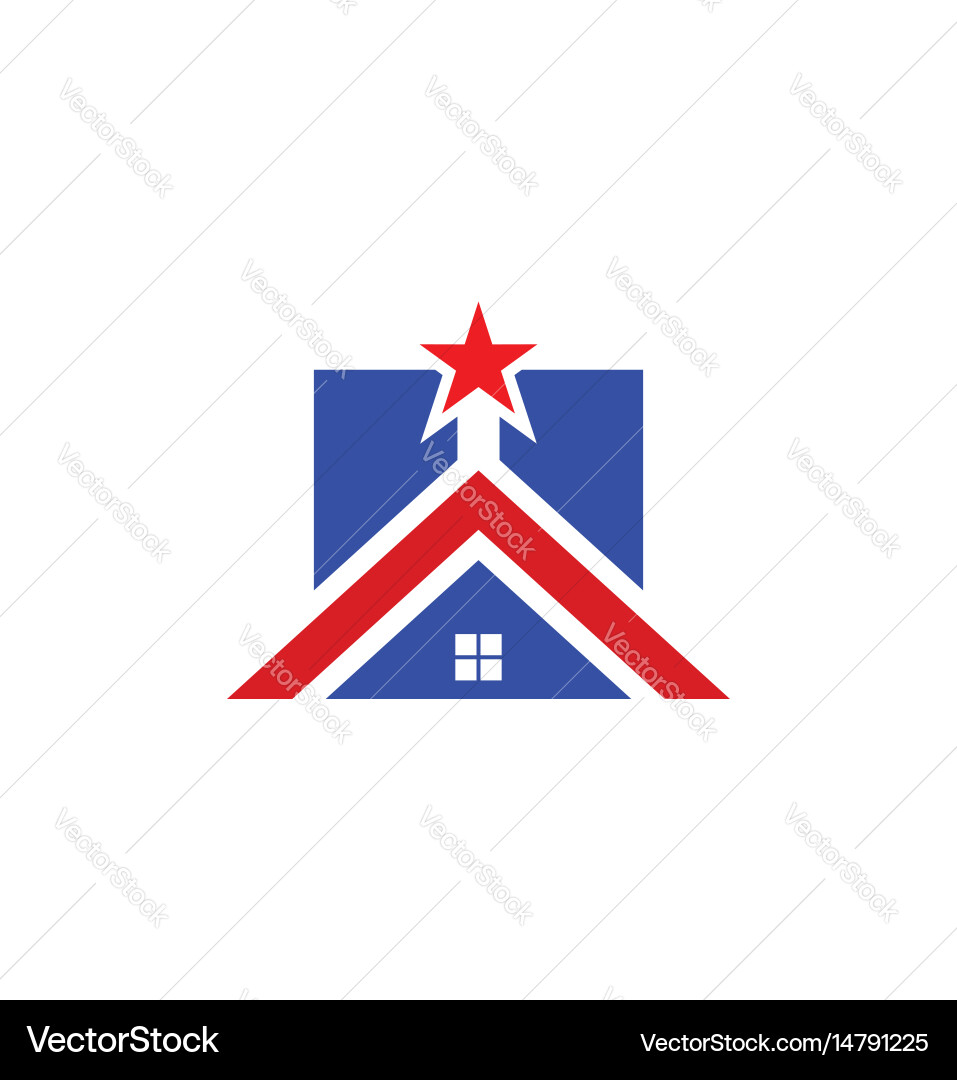Home icon star realty logo Royalty Free Vector Image