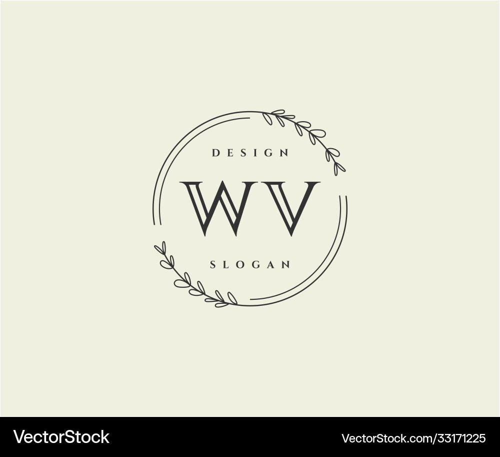 Initial wv beauty monogram and elegant logo design