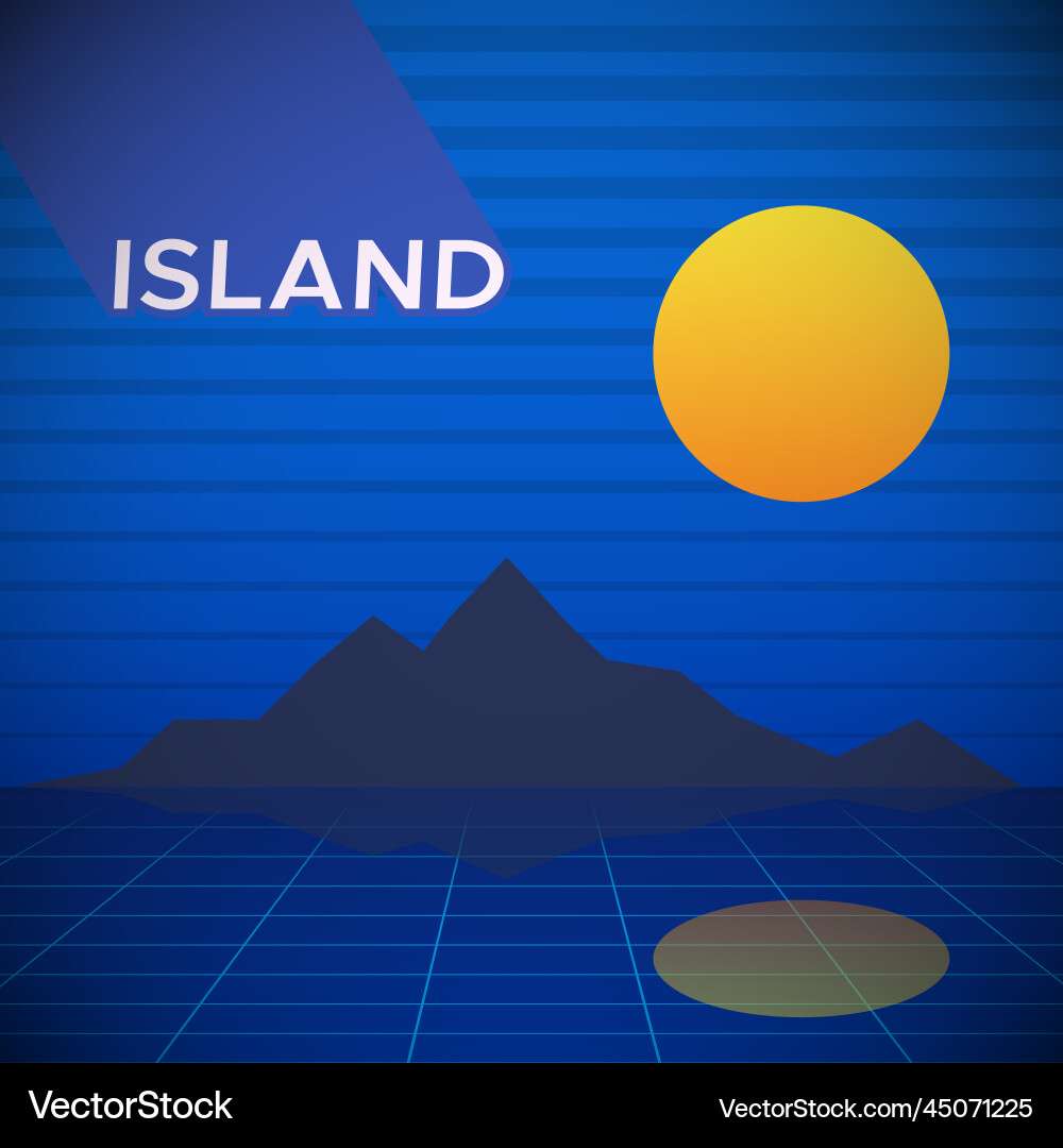 Island and blue mountain landscape Royalty Free Vector Image