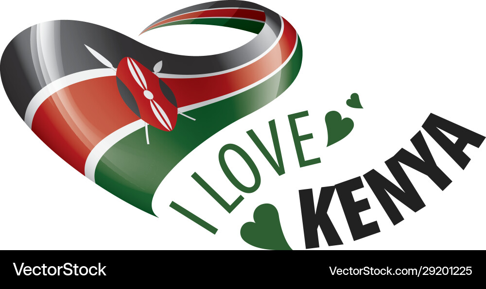 National flag kenya in shape a heart Royalty Free Vector