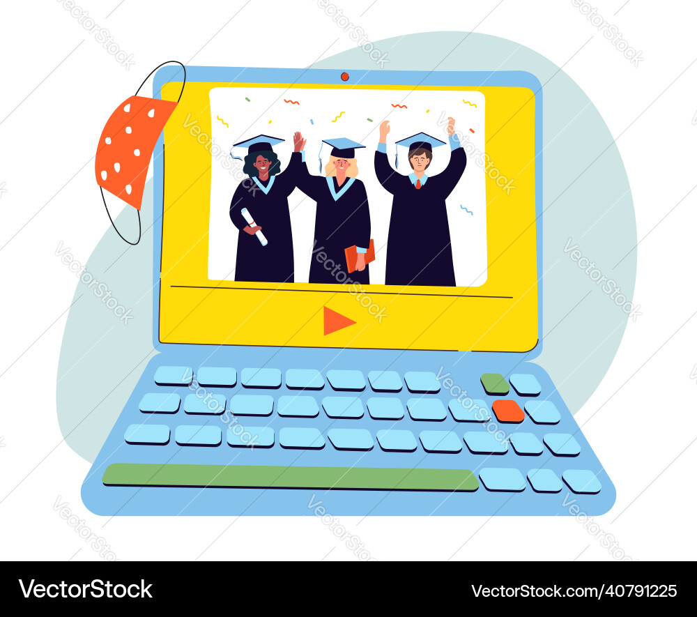 Online graduation - modern colorful flat design Vector Image
