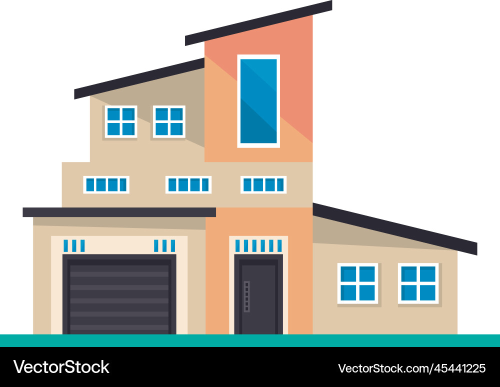 Orange and beige house facade Royalty Free Vector Image