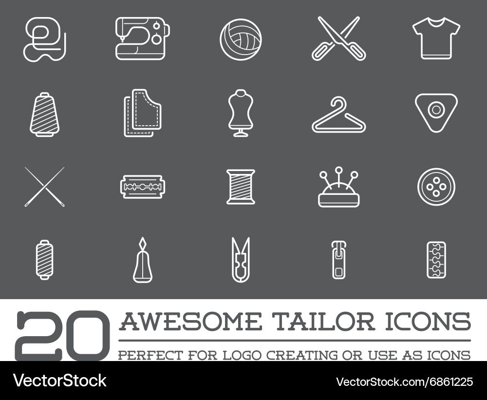 Set of tailoring tailor sew elements and sewing Vector Image