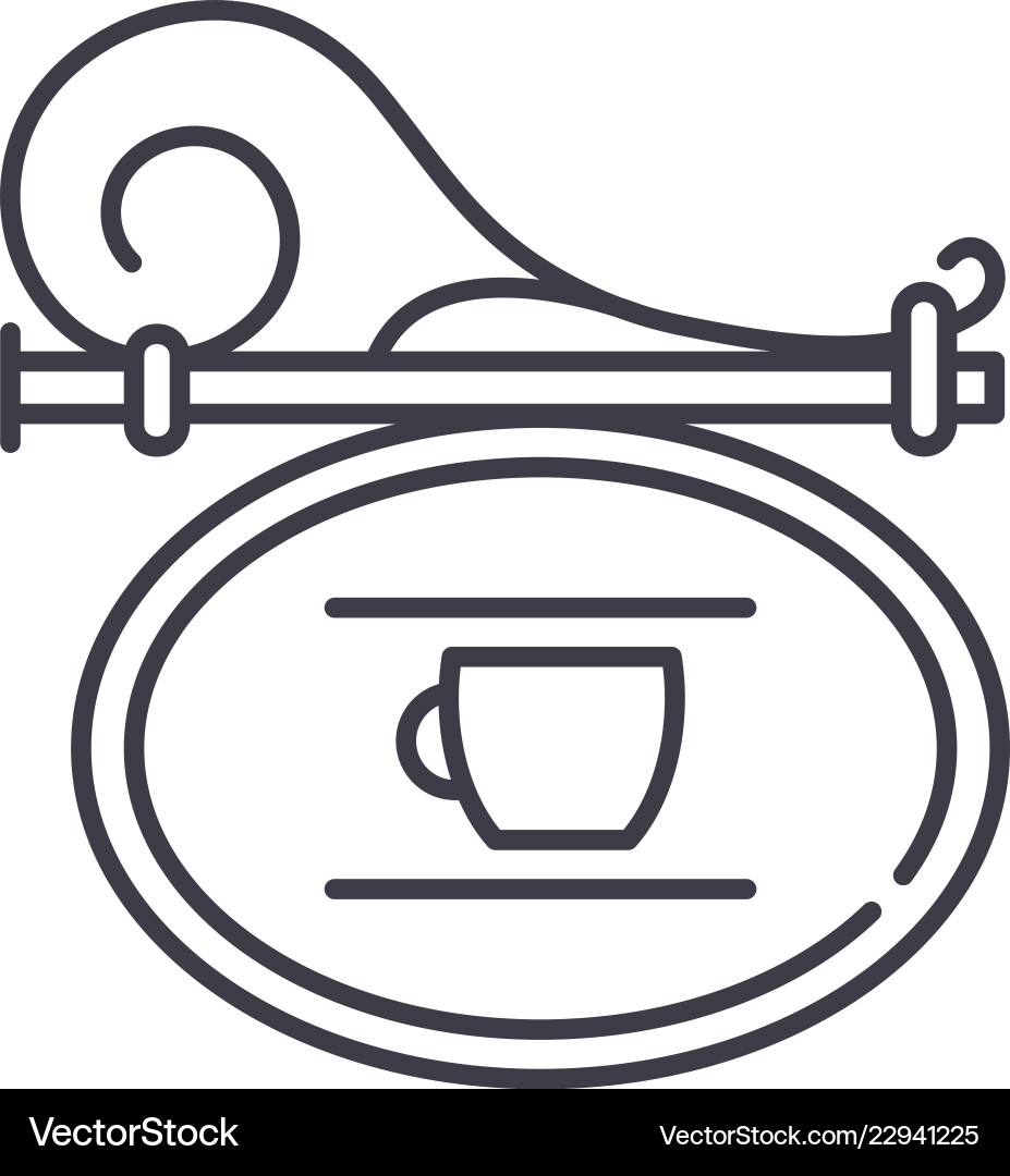 Signboard cafe line icon concept cafe Royalty Free Vector