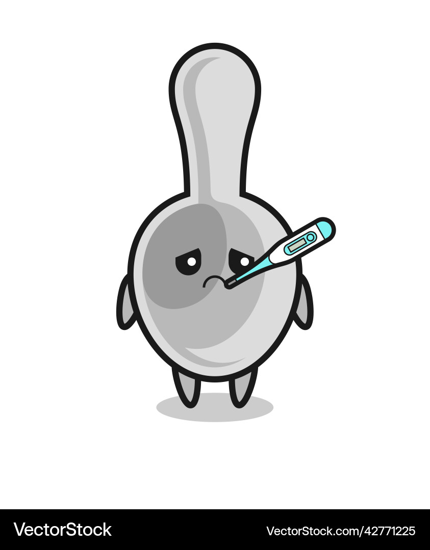 Spoon mascot character with fever condition Vector Image