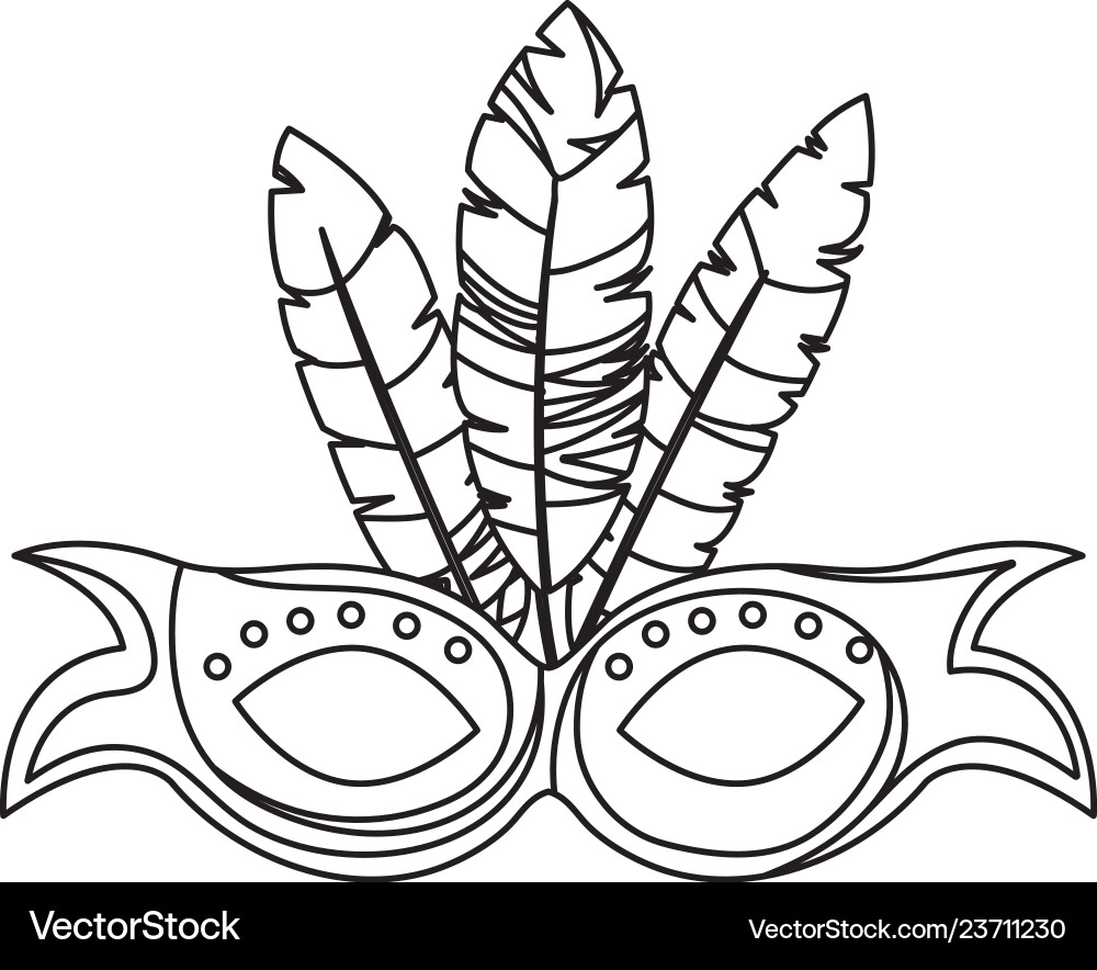 Brazilian carnival mask with feathers Royalty Free Vector