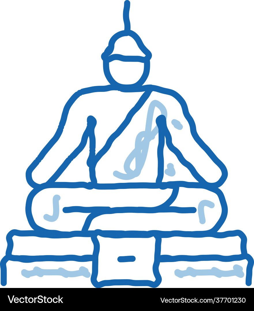 Buddha thai religion statue doodle icon hand drawn