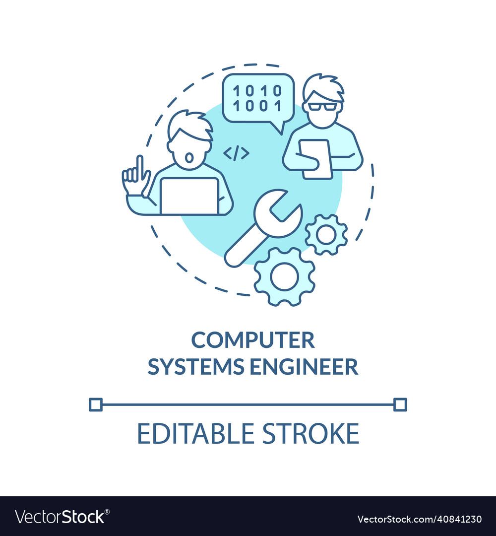 Computer systems engineer turquoise concept icon Vector Image
