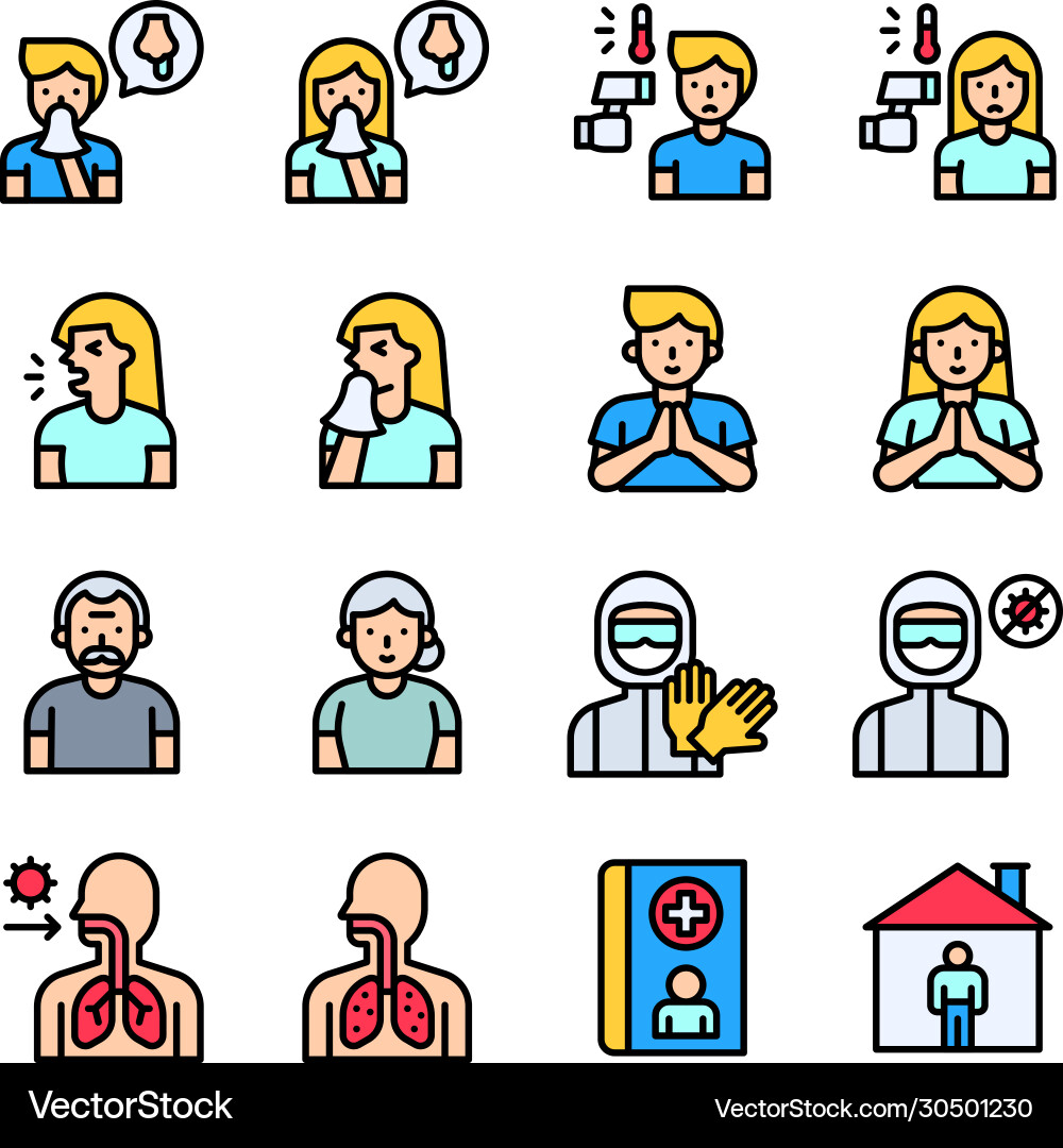 Coronavirus disease 2019 related icon set 1 Vector Image