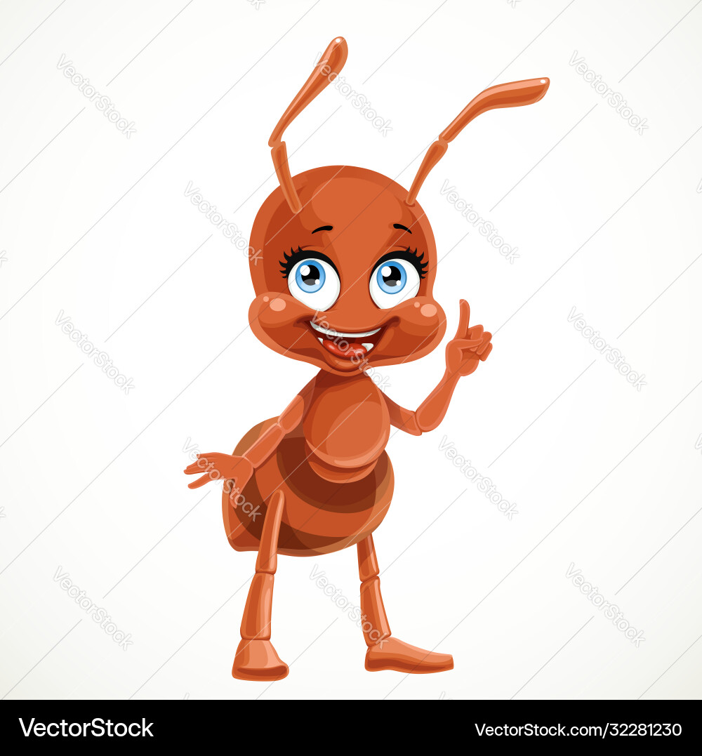 Cute cartoon worker ant tells something Royalty Free Vector