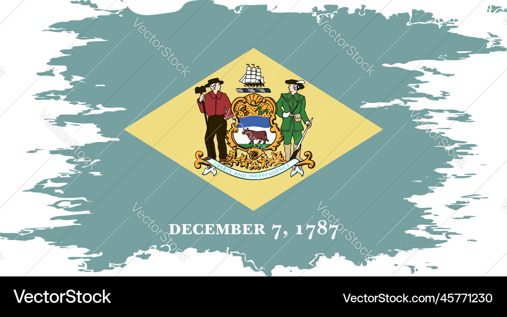 Delaware flag grunge brush color image Royalty Free Vector