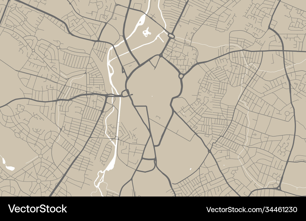 Detailed map leicester city linear print Vector Image
