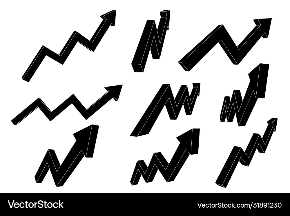 Financial indication arrows up black flat signs Vector Image