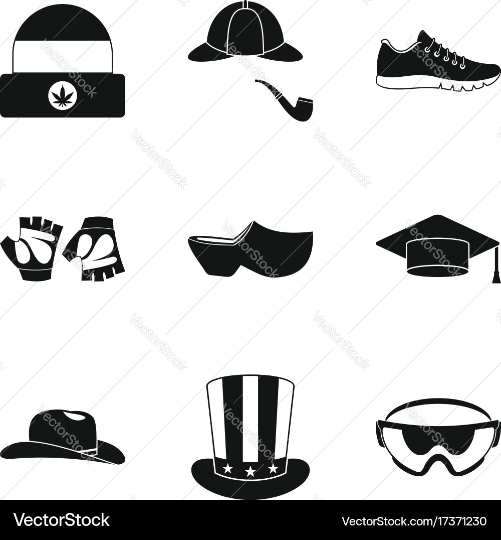 Hats clothing icon set simple style Royalty Free Vector