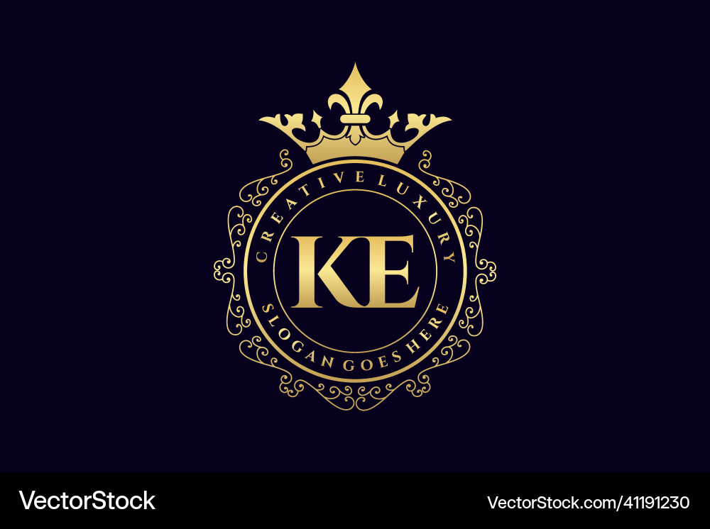 Ke initial letter luxury calligraphic feminine Vector Image