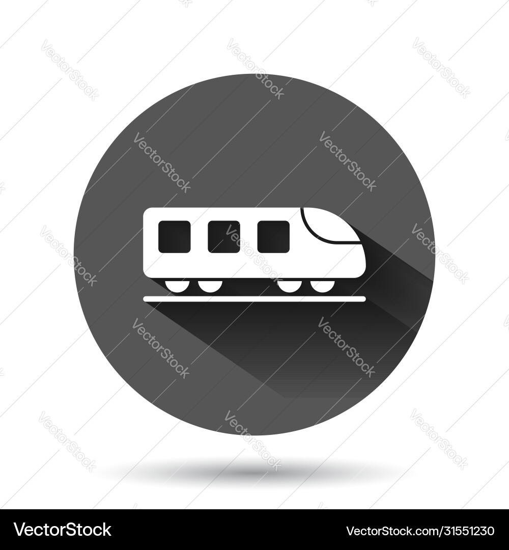 Metro icon in flat style train subway on black Vector Image