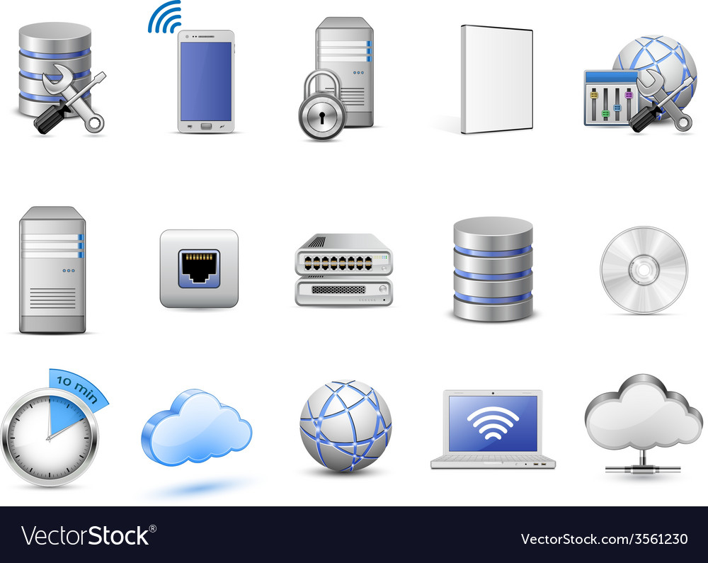 Network devices and computing icons Royalty Free Vector