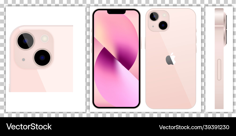 New apple iphone 13 pink color Royalty Free Vector Image