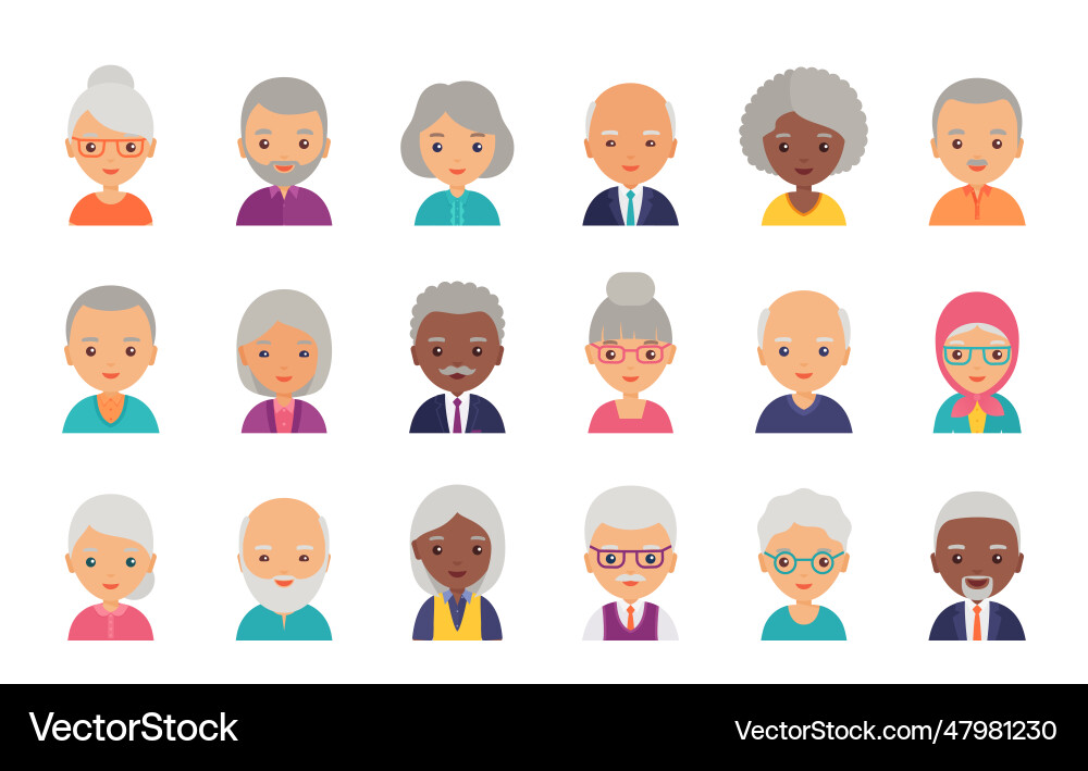 Old people avatar person flat icon elderly Vector Image