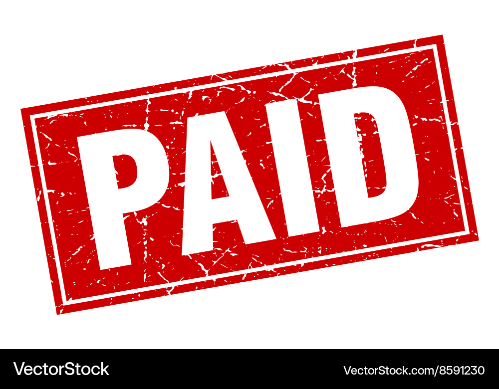 Paid red square grunge stamp on white Royalty Free Vector