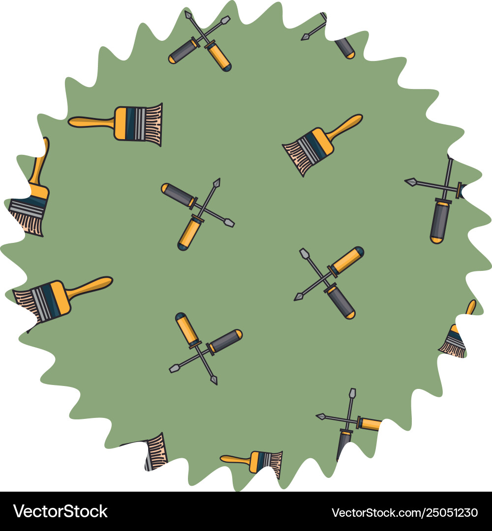 Paint brush and screwdrivers round label Vector Image