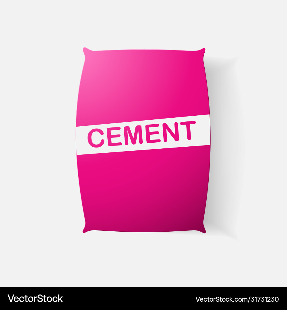 Paper clipped sticker bag cement Royalty Free Vector Image