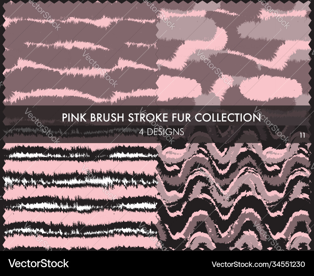 Pink brush stroke fur seamless pattern collection Vector Image
