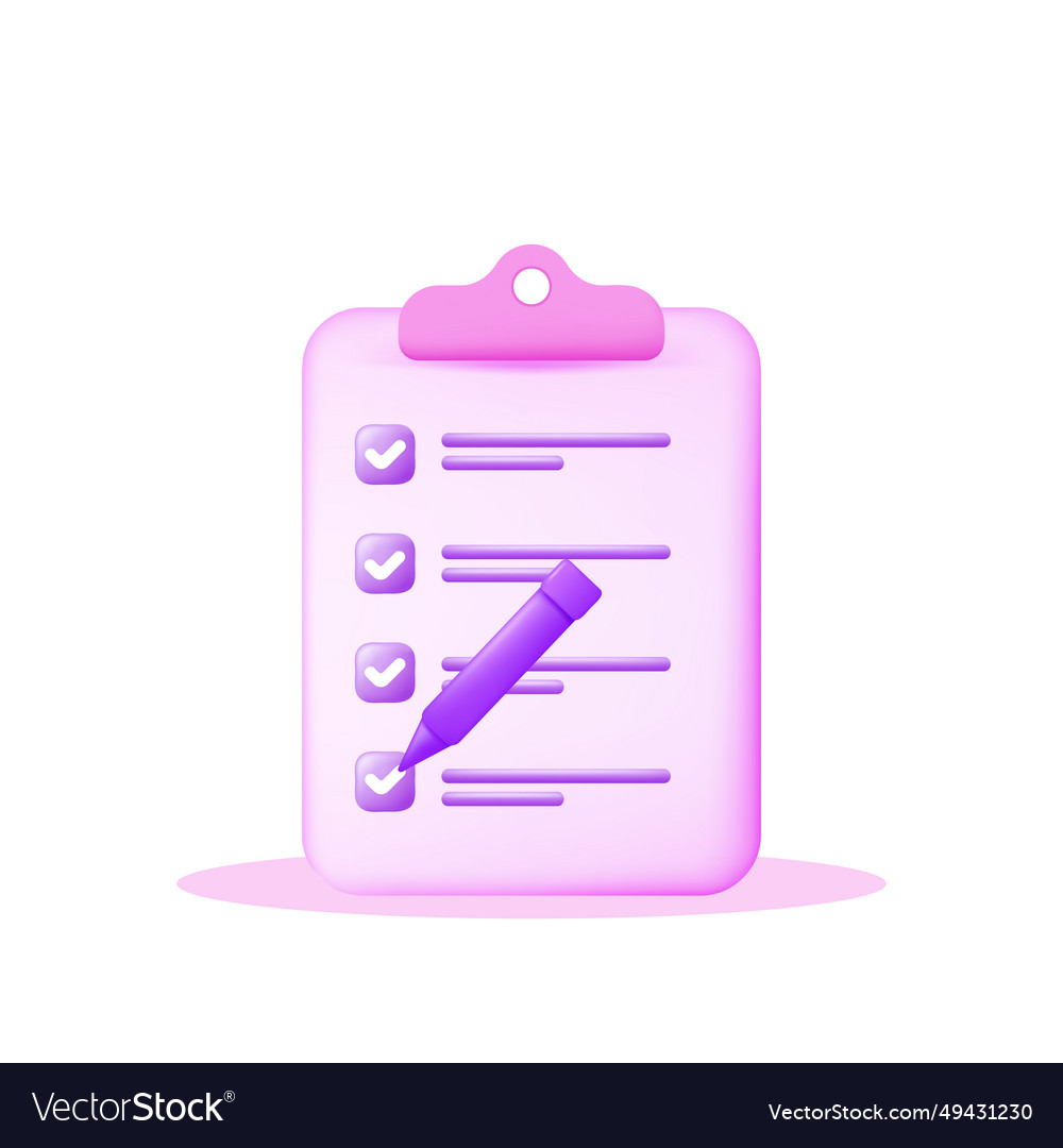 Realistic task checklist concept icon Royalty Free Vector