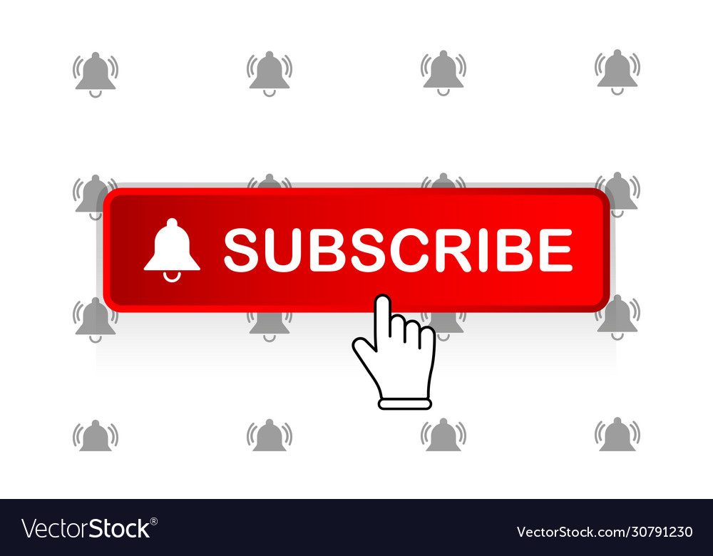 Red subscribe button with mouse pointer and Vector Image
