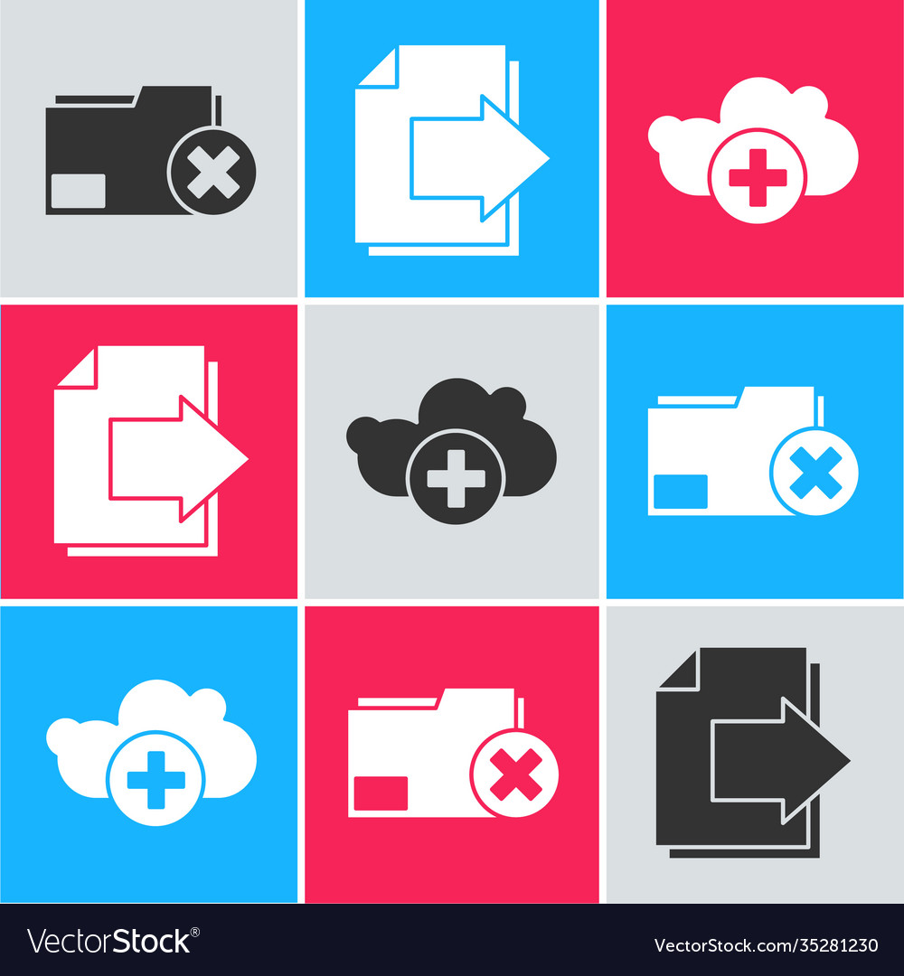 Set delete folder next page arrow and add cloud Vector Image