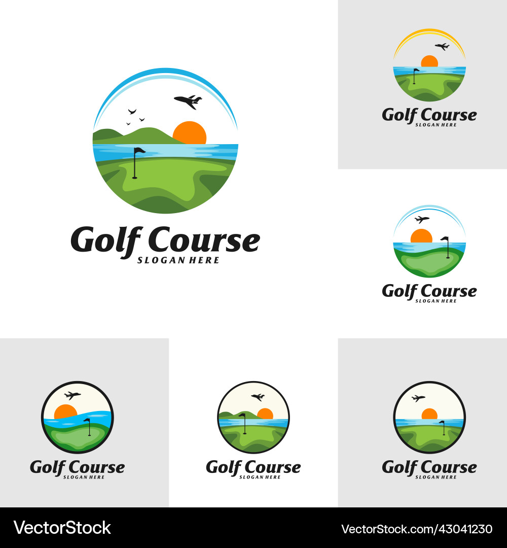Set of golf course logo design template Royalty Free Vector