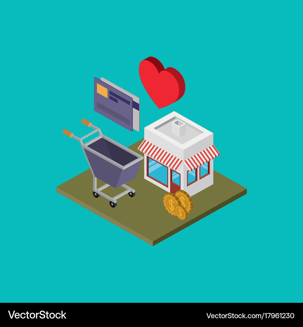 Store with sunshade striped red and white Vector Image