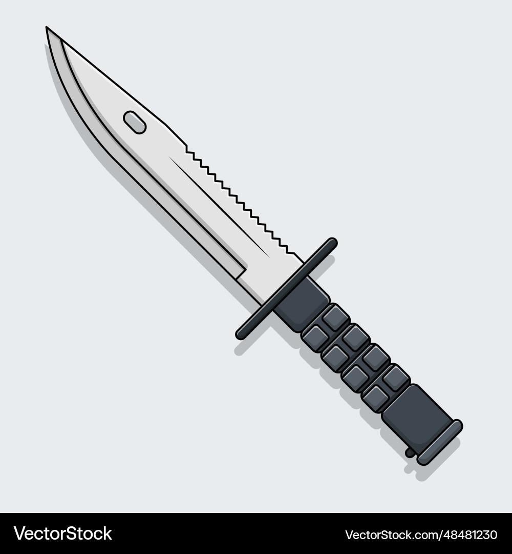 Survival knife icon with outline for design Vector Image
