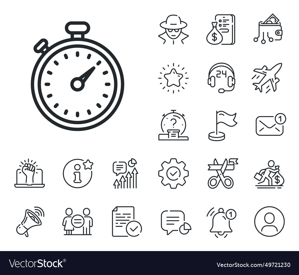 Timer Line Icon Stopwatch Sign Salaryman Gender Vector Image