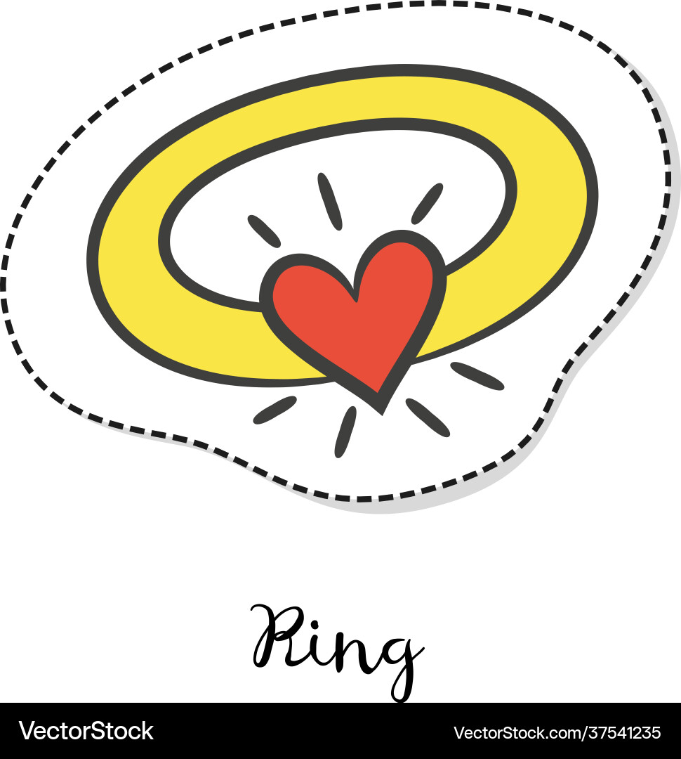 Cartoon sticker with ring on white background Vector Image