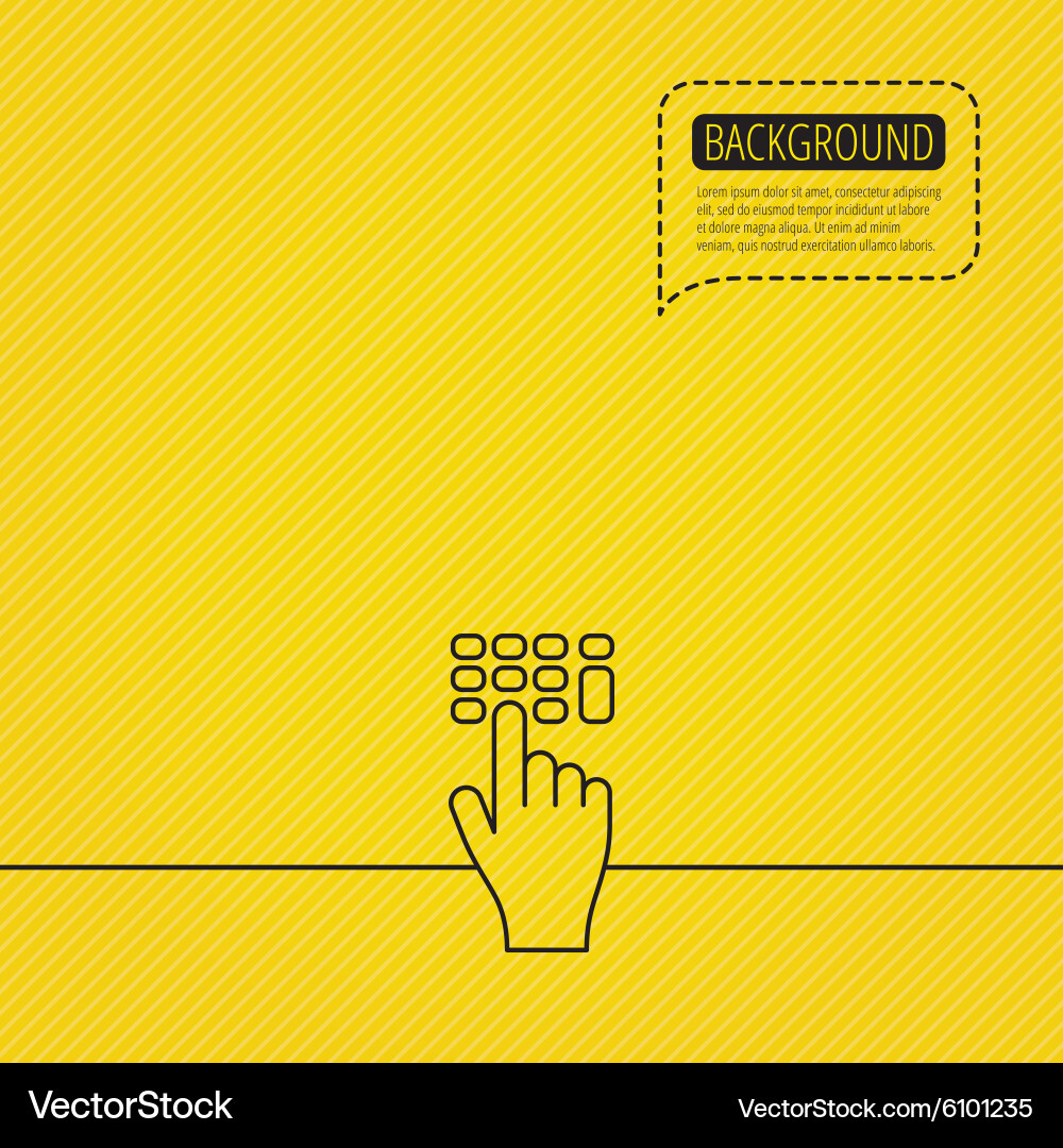 Enter pin code icon click hand pointer sign Vector Image