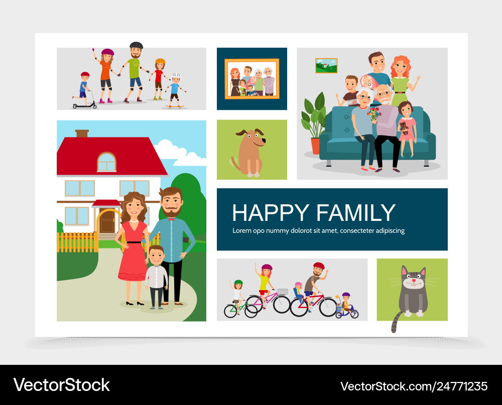 Flat happy family concept Royalty Free Vector Image