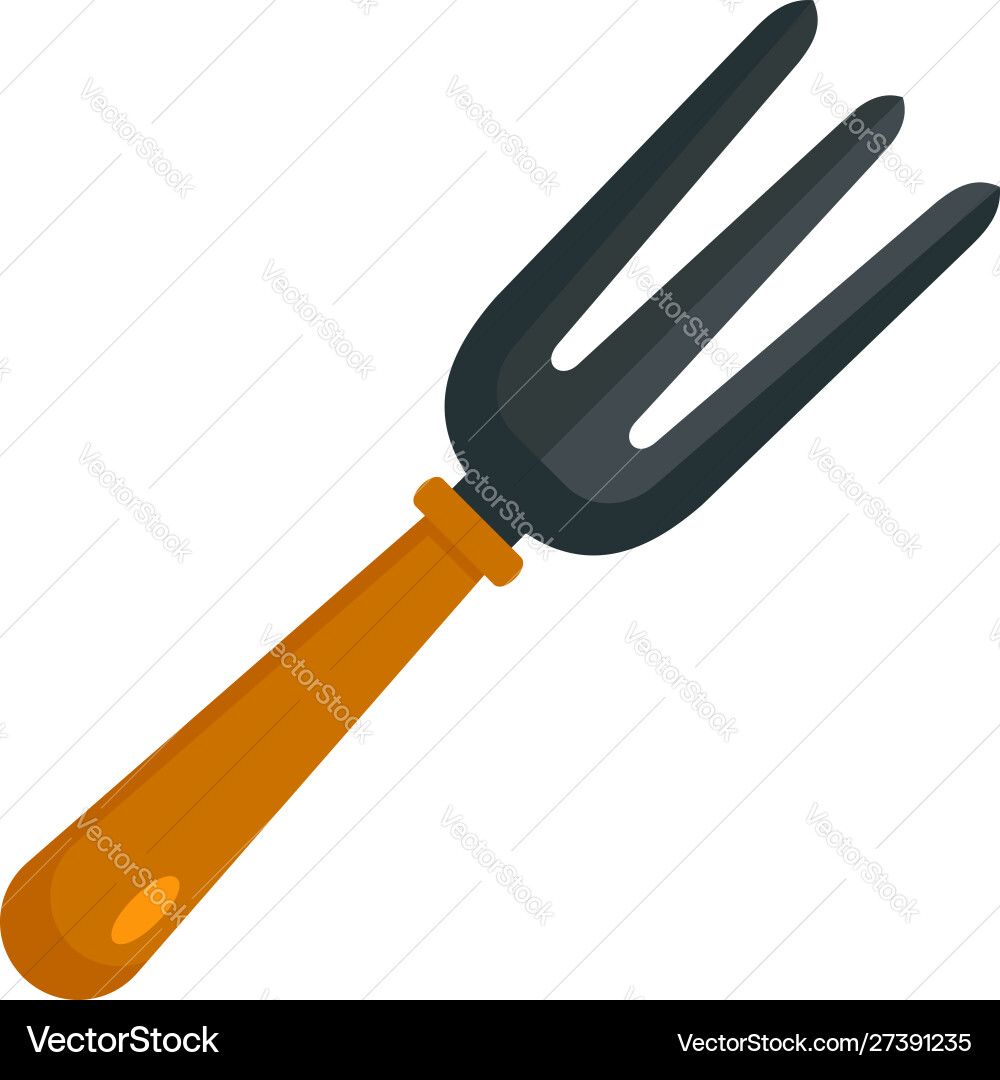 Hand garden rake icon flat style Royalty Free Vector Image