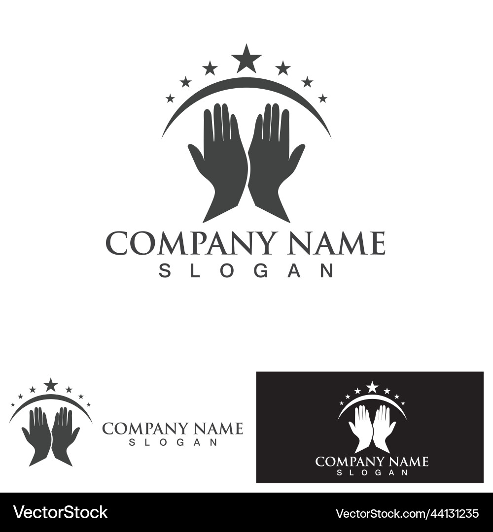 Hand hope logo and symbol template Royalty Free Vector Image
