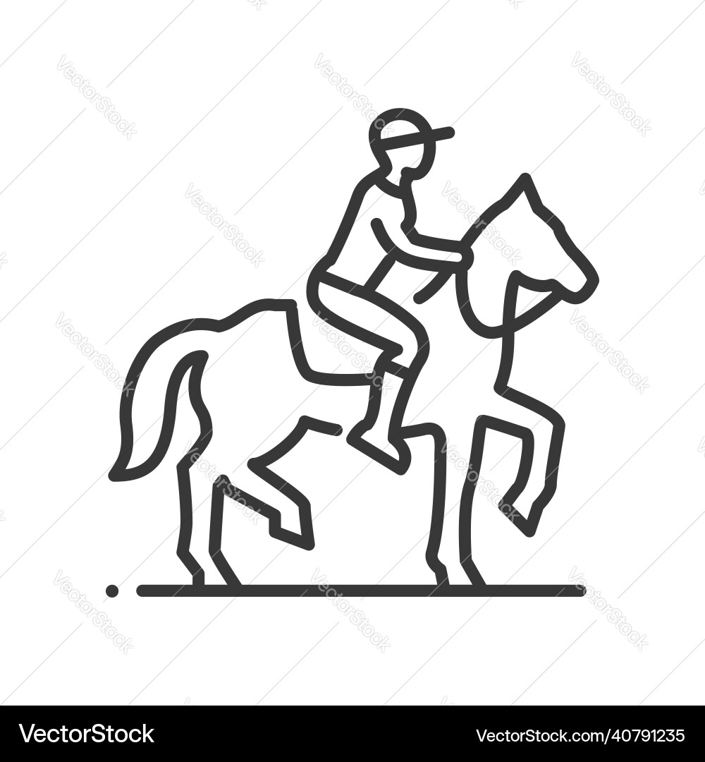 Horse riding - line design single isolated Vector Image
