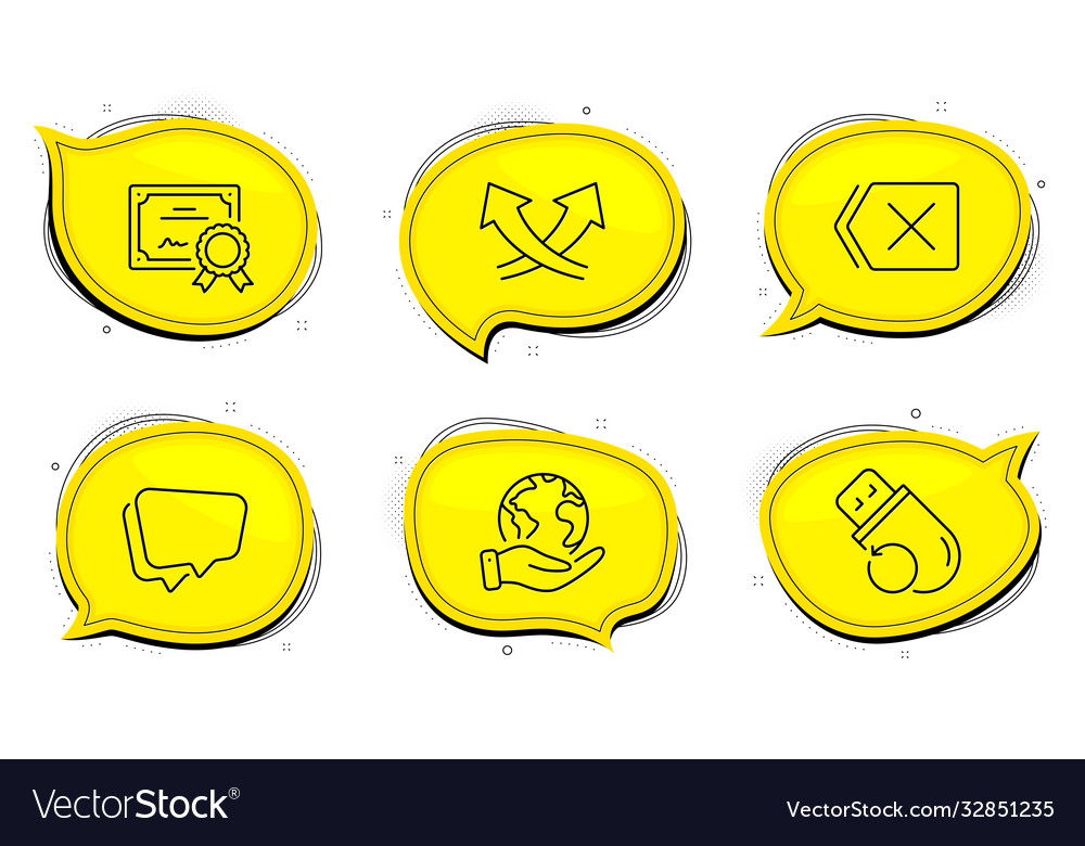 Intersection arrows speech bubble and flash Vector Image