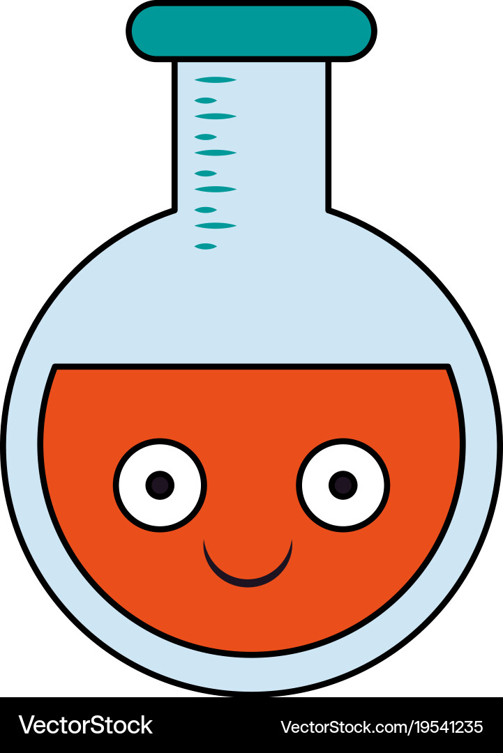 Laboratory flask isolated cartoon smiling Vector Image